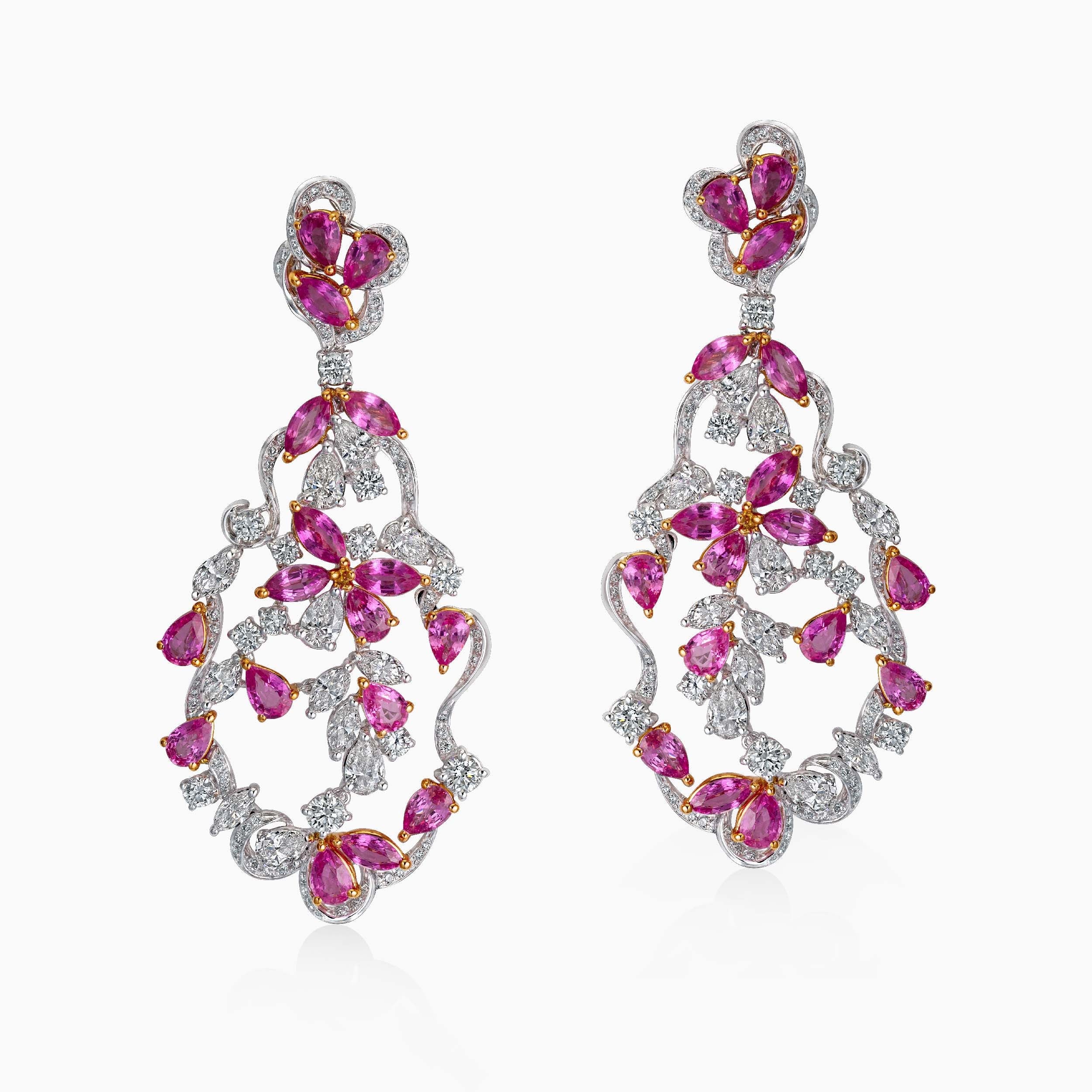 Pink Sapphire and Diamond Earrings | High Jewellery | DEN05220 | ALIEL